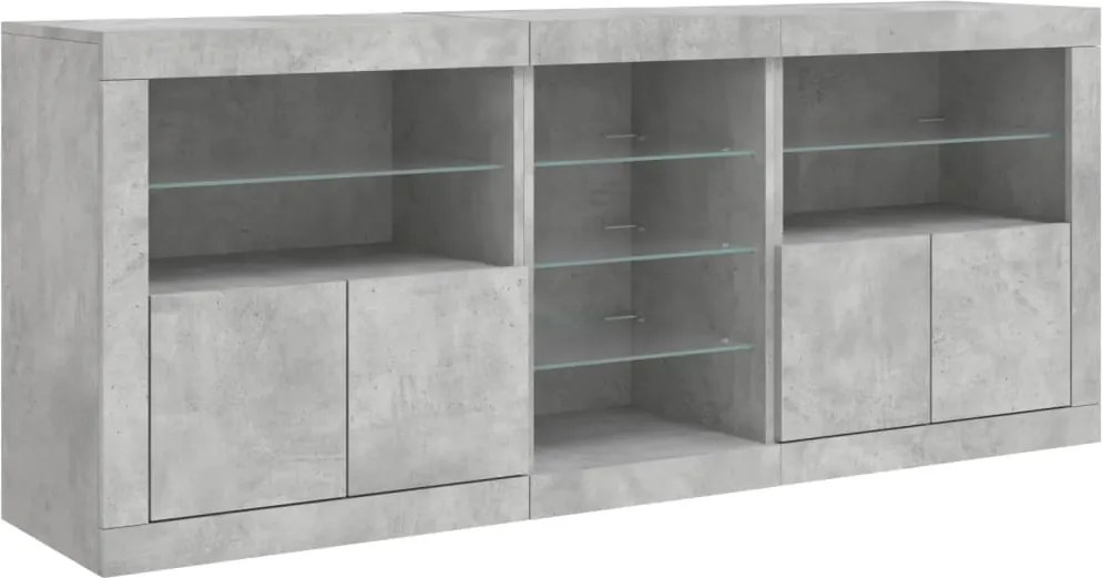 Příborník s LED osvětlením betonově šedý 162 x 37 x 67 cm 3209033