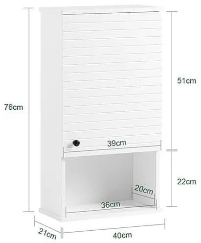 Sobuy SoBuy BZR25-W Nástěnná skříňka Koupelnová závěsná skříňka Lékárnička Koupelnový nábytek Bílá 40x76x21cm