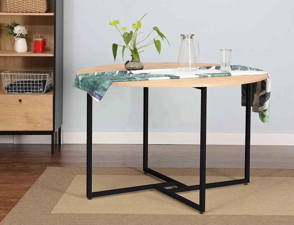 Kulatý jídelní stůl Alto 120 cm dub přírodní/černý