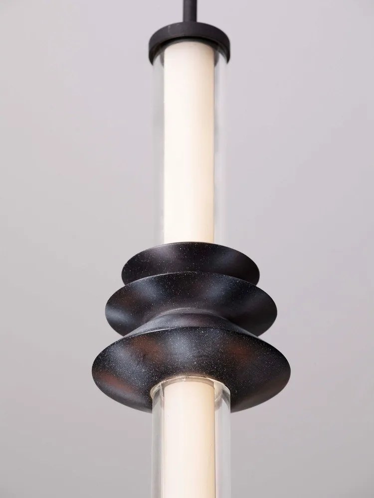 Matně černé keramické LED stmívatelné závěsné svítidlo se stínidlem z akrylového skla ø 8 cm Stalactite – Nova Luce