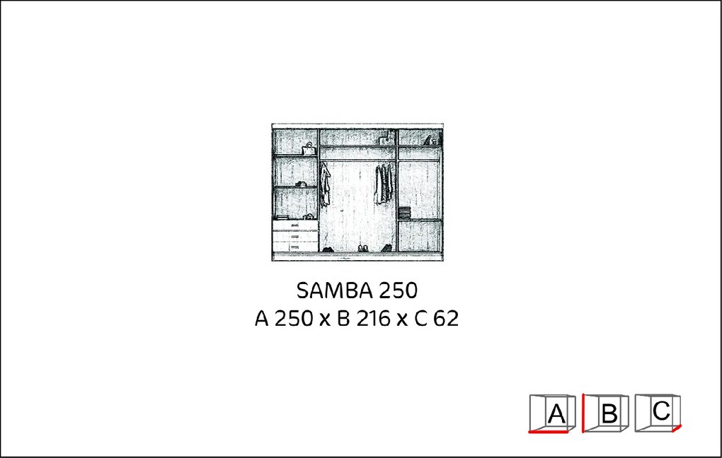 Arkos meble Skříň Samba 250 Barva: Bílá/Bílý lak
