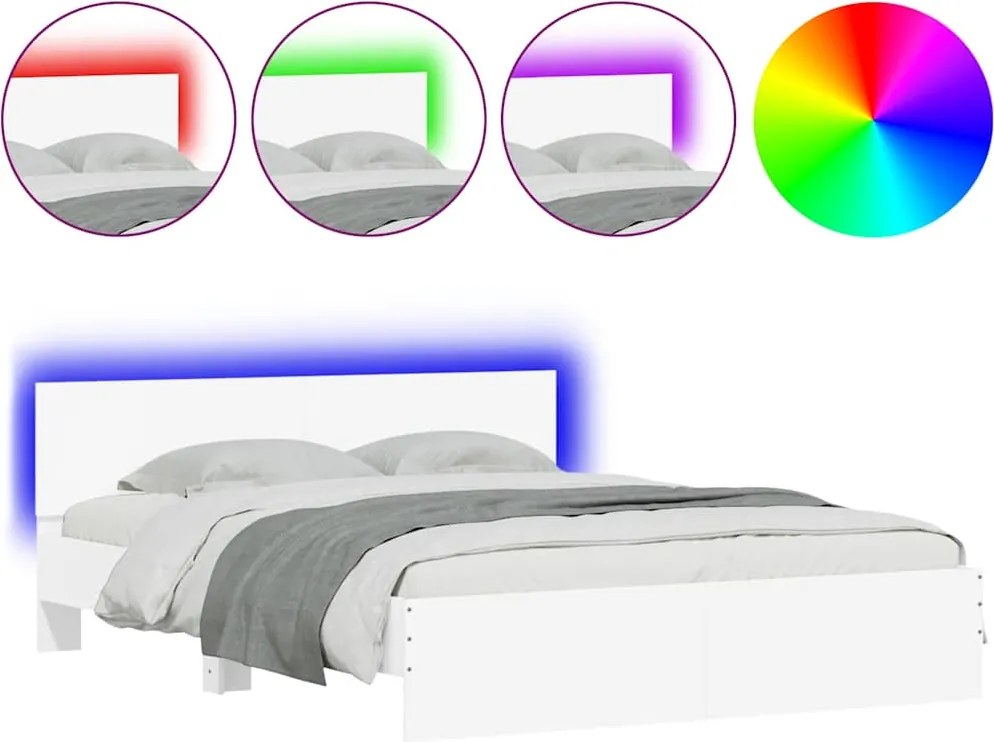 Rám postele s čelem a LED osvětlením bílý 150 x 200 cm 3207602