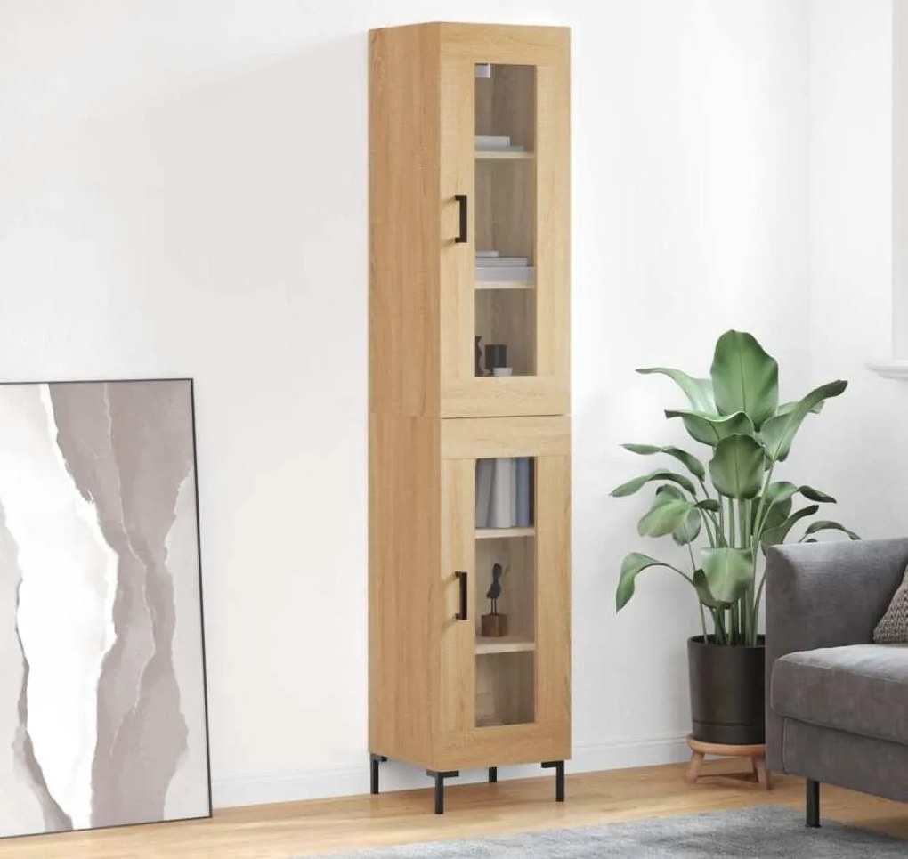 vidaXL Skříň highboard 34,5 x 34 x 180 cm kompozitní dřevo [3199425] Barva: bílá s vysokým leskem