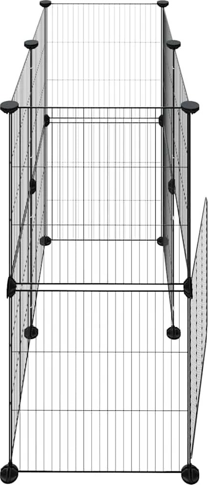 12panelová ohrádka pro zvířata s dvířky černá 70 x 35 x 70 cm ocel 3114036