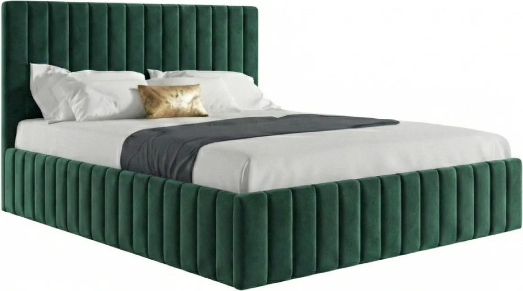 Eka Čalouněná postel INTIMA 140x200 cm Barva látky Trinity: Hořčicová (Trinity 2326), Úložný prostor: S kovovým rámem úložného prostoru