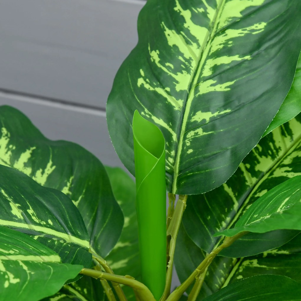 HOMCOM Velká Umělá Dieffenbachia 95 cm - Umělá Rostlina v Květináči, Umělý Strom s Umělou Trávou pro Dekoraci Obývacího Pokoje, Ložnice, Zahrady