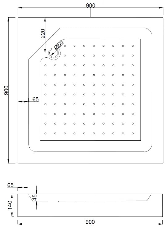 Mexen Rio čtvercový sprchový kout 90 x 90 cm, Pruhy, Zlatá + sprchová vanička Rio, Bílá - 860-090-090-50-20-4510