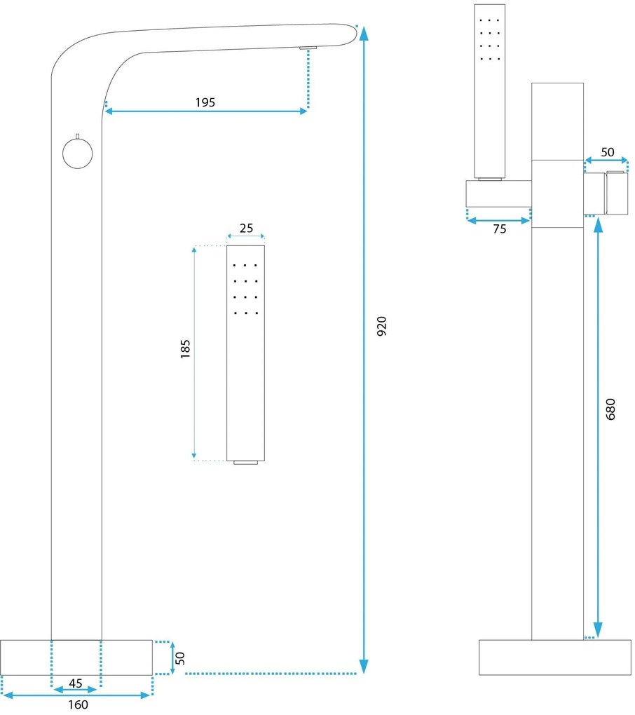 Volně stojící vanová baterie REA CLARK, zlatá