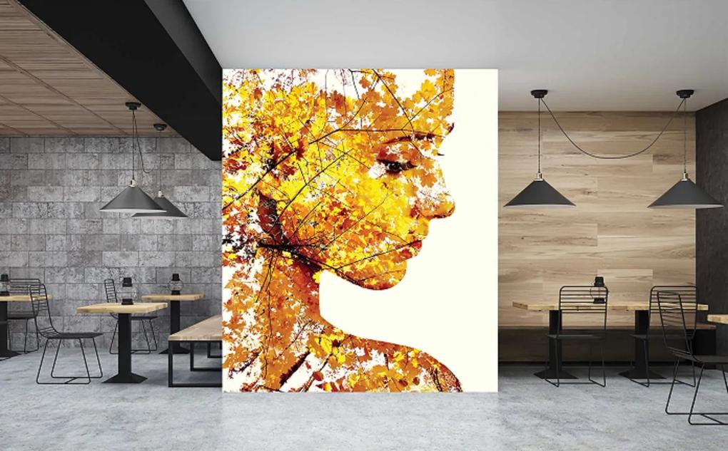 Malvis ® Tapeta Žena podzimní listí Vel. (šířka x výška): 216 x 140 cm