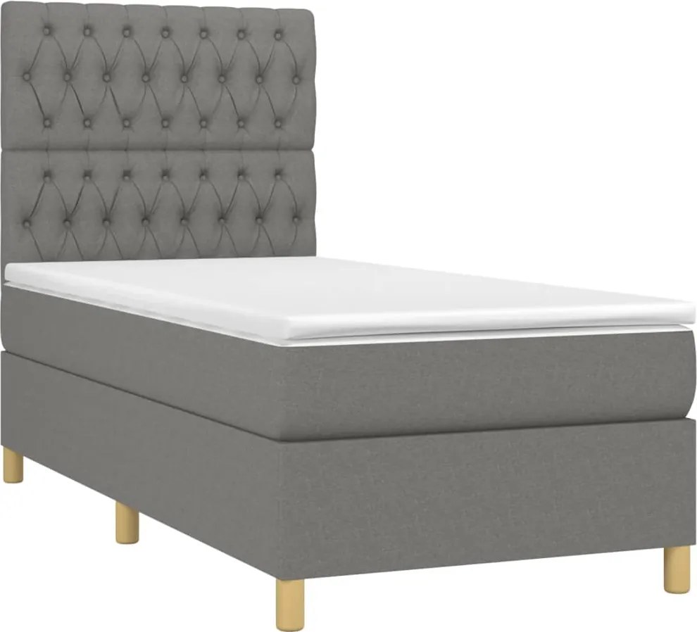 Box spring postel s matrací tmavě šedá 90x190 cm textil 3142538