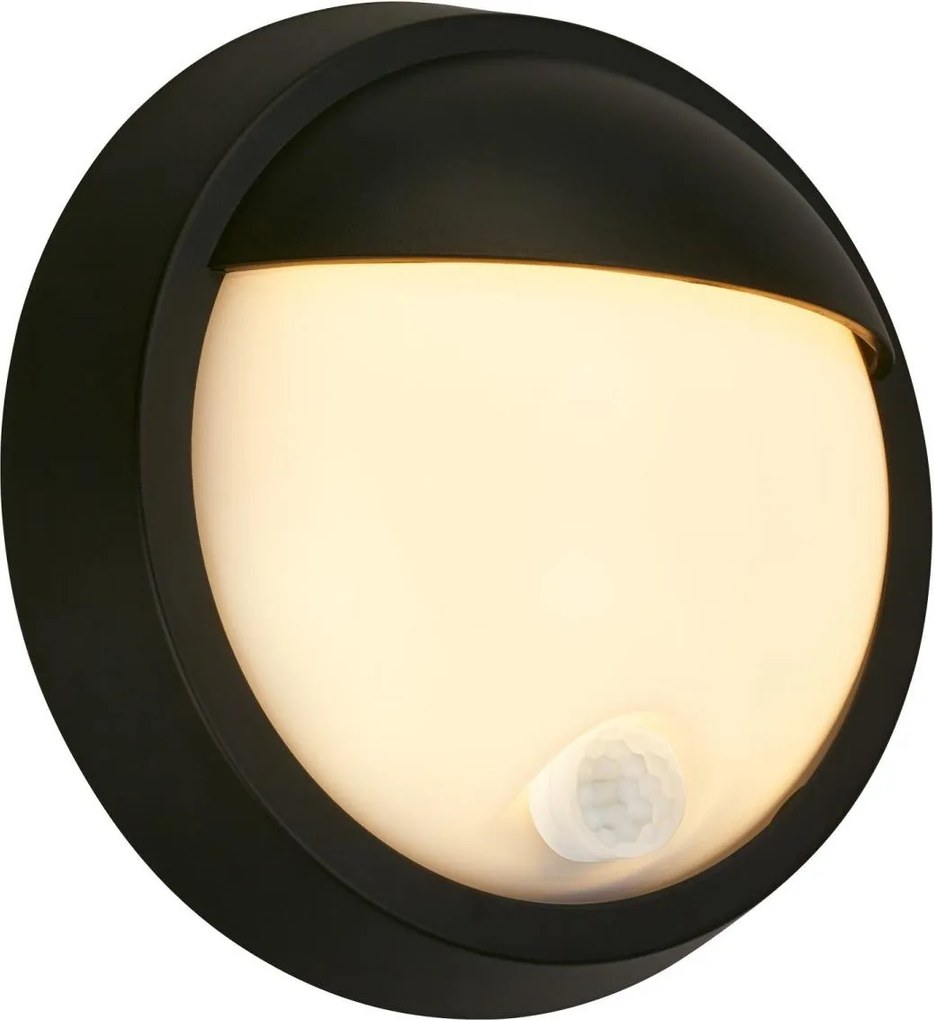 BRI 3785015 Puni LED venkovní nástěnné svítidlo, pohybové čidlo, soumrakový senzor, nabíjecí, černá - BRILONER