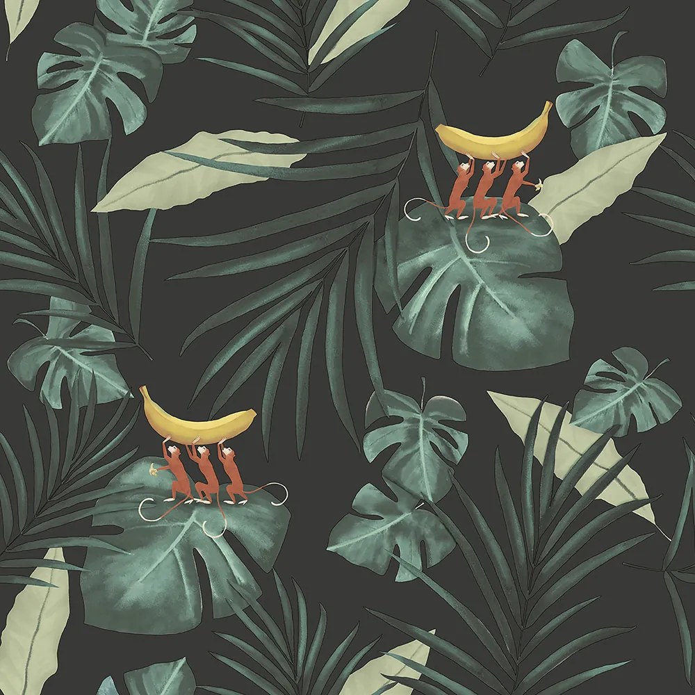 Vliesová tapeta na zeď, listy, opice 6502-3, Batabasta, ICH Wallcoverings