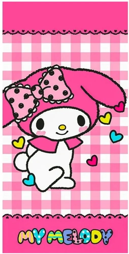 Bavlněná plážová osuška My Melody - motiv Růžový králíček - 100% bavlna - 70 x 140 cm