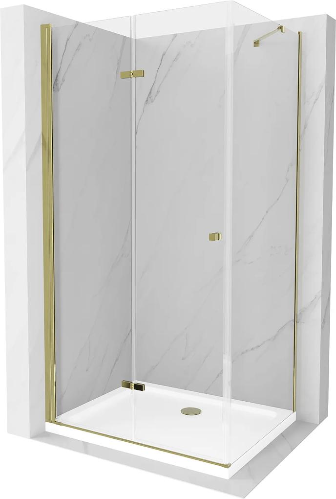 Mexen Lima sprchový kout 100x70cm, 6mm sklo, zlatý profil - čiré sklo + Slim sprchová vanička - 856-100-070-50-00-4010
