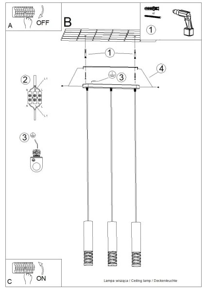Sollux SL.1688 - Lustr na lanku LAMI 3xGU10/10W/230V bílá