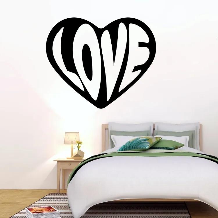 3D Srdce love - vinylová samolepka na zeď 119x100cm