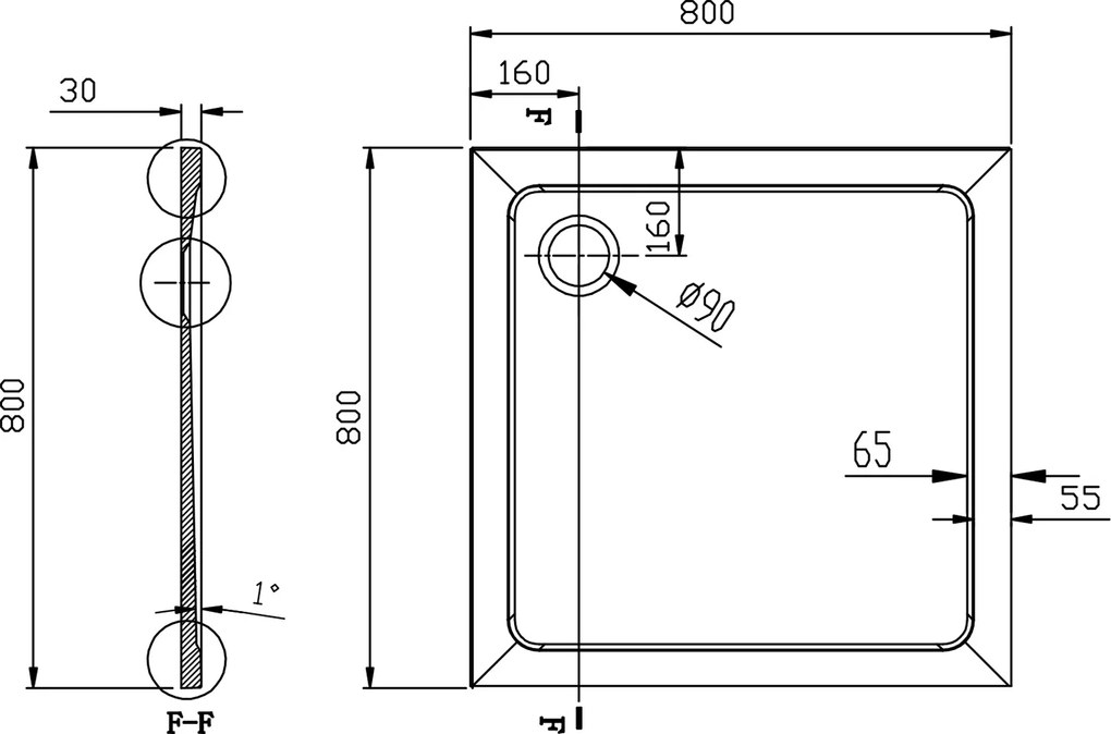 Aqualine Tecmi PQ008 čtvercová sprchová vanička 80 x 80 cm litý mramor