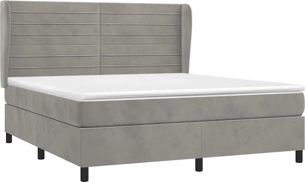 Box spring postel s matrací světle šedá 160x200 cm samet 3129279