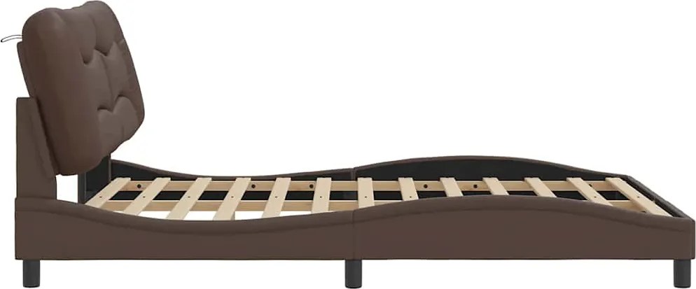 Rám postele bez matrace Hvar hnědý 160x200 cm umělá kůže 3208011
