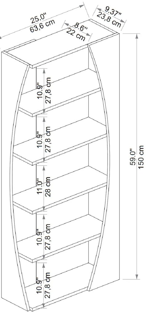 THERMI policový regál, borovice Atlantic / bílá