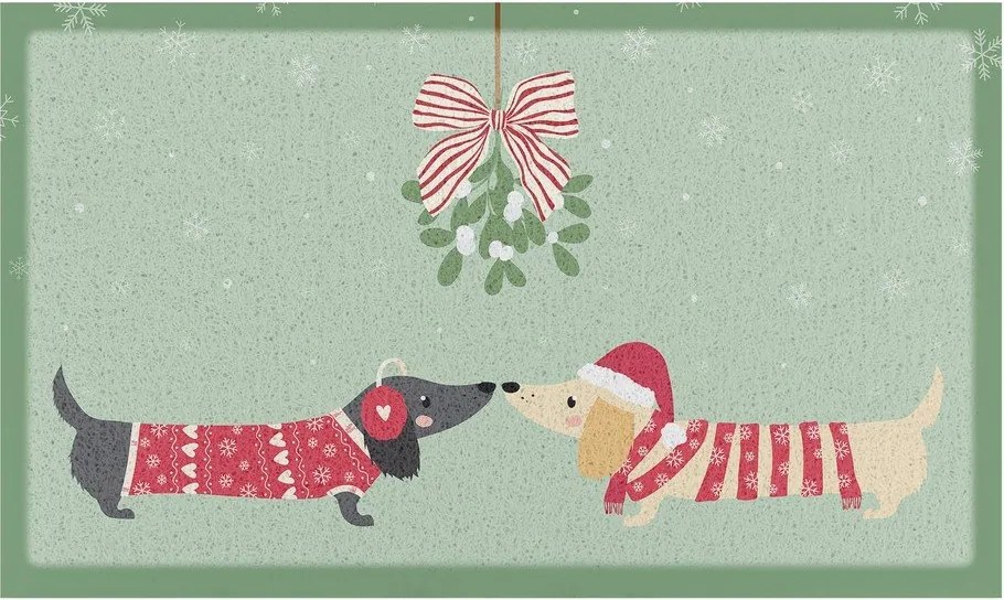 Rohožka s vánočním motivem z recyklovaného plastu 40x70 cm Christmas Sausage Dogs – Artsy Doormats