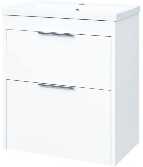 Mereo Mereo, Vigo, koupelnová skříňka s keramickým umyvadlem, 61 cm, bílá, dub, CN311