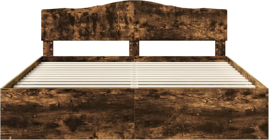 Rám postele Kouřový dub 200 x 200 cm Masivní borové dřevo 3412857