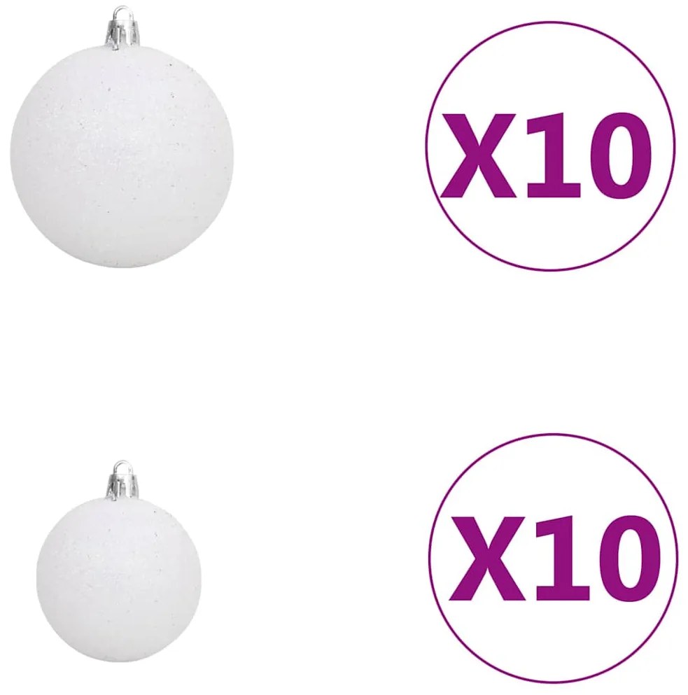 vidaXL Umělý vánoční stromek LED a sada koulí zelený 210 cm PVC a PE