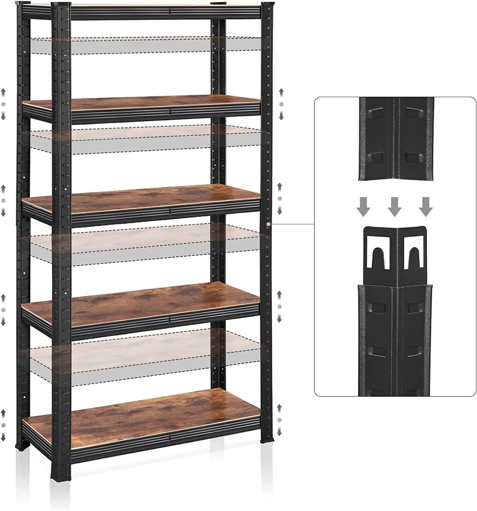 SONGMICS Regál s vysokou nosností 75 x 150 x 30 cm černý