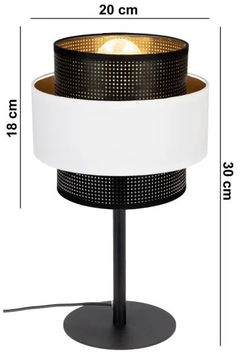 Stolní lampa NESS 1xE27/60W/230V černá/bílá