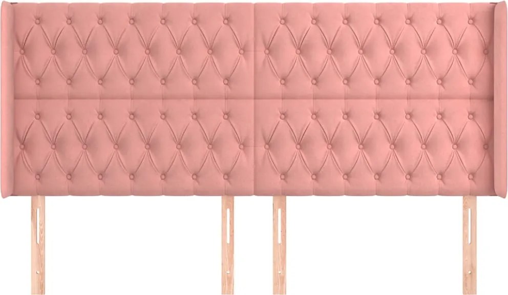 Čelo postele typu ušák růžové 183x16x118/128 cm samet 3119981