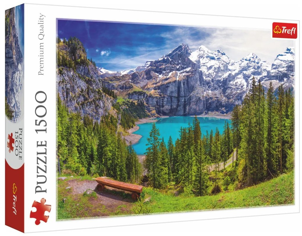 Trefl Puzzle Jezero Oeschinen Alpy, Švýcarsko 1500 dílků 85x58cm v krabici 40x26x6cm