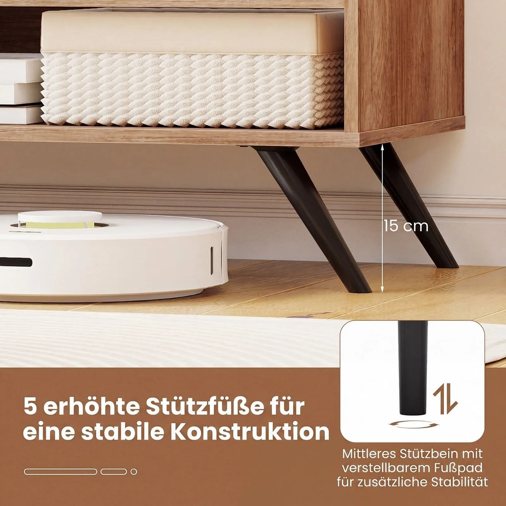 Costway TV skříňka TV se skříňkou a 2 otevřené přihrádky TV – 120 × 40 × 44,5 cm