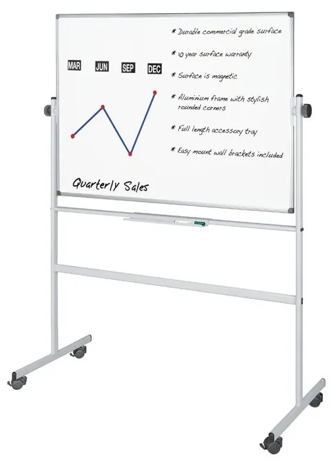 B2B Partner Mobilní oboustranná magnetická tabule, 1200 x 900 mm