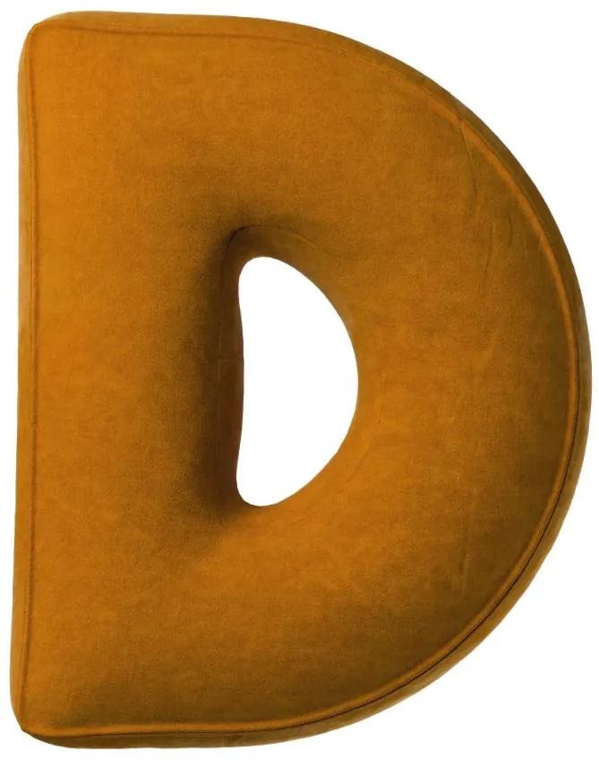 OnaDnes -20% Yellow Tipi Cihlově oranžový sametový polštář písmeno D 40 cm