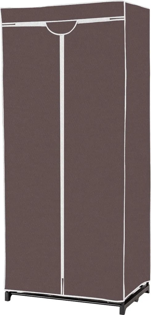 Costway Šatní skříň textilní látková s tyčí na šaty – 75 × 50 × 170 cm, hnědý