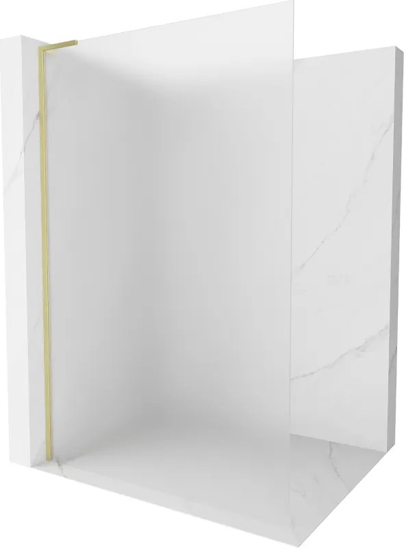 Mexen Kioto L, sprchová zástěna Walk-In 90 x 200 cm, 8mm sklo námraza, zlatý matný profil, 800-090-103-55-30