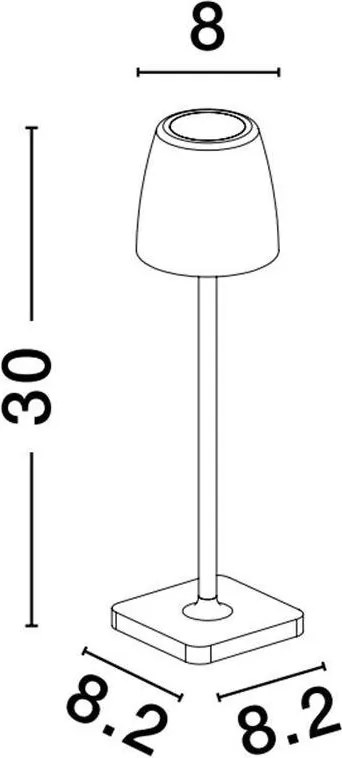 NV 9223411 Venkovní stolní lampa COLT černý litý hliník a akryl LED 2W 3000K IP54 62st. 5V DC vypínač na těle USB kabel stmívatelné - NOVA LUCE