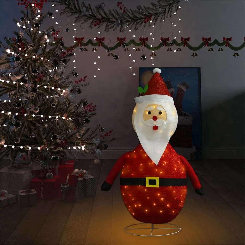 vidaXL Marketos Dekorativní vánoční Santa Claus s LED luxusní tkanina 120 cm