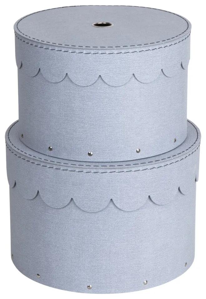 Světle šedé kartonové úložné boxy s víkem v sadě 2 ks ø 26x17,5 cm Wilma – Bigso Box of Sweden