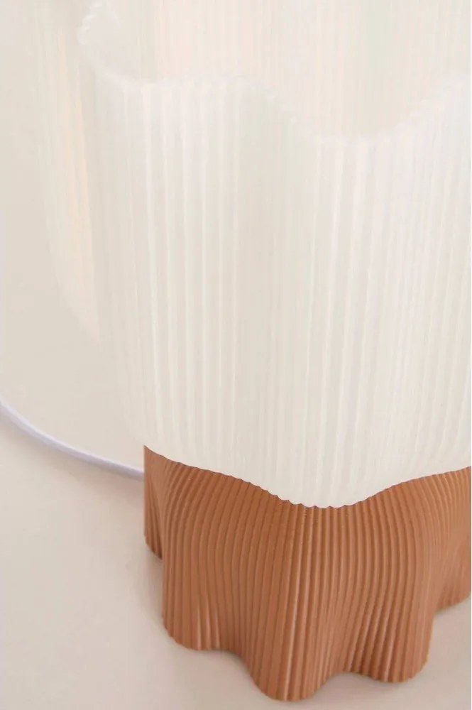 Bílá/hnědá plastová stolní lampa (výška 27 cm) Camier – Jotex