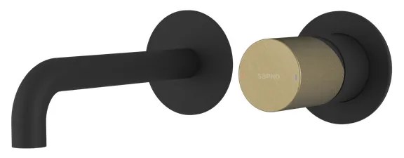 Sapho Sapho, ULTRATAP 2-prvková podomítková umyvadlová baterie, hubice 20cm, černá mat/zlato mat, UT018TBG