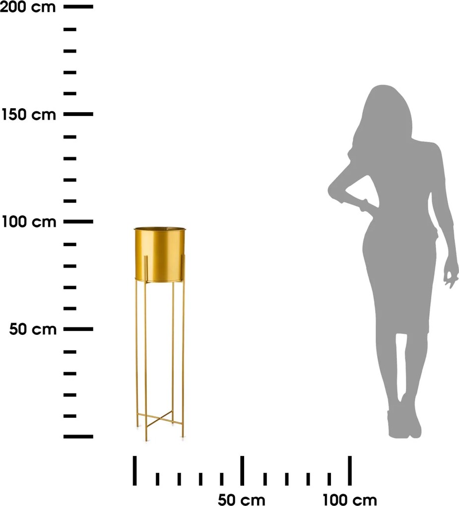 KOVOVÝ KVĚTINÁČ SE STOJÁNEM GOLDEN 95X21 CM ZLATÁ