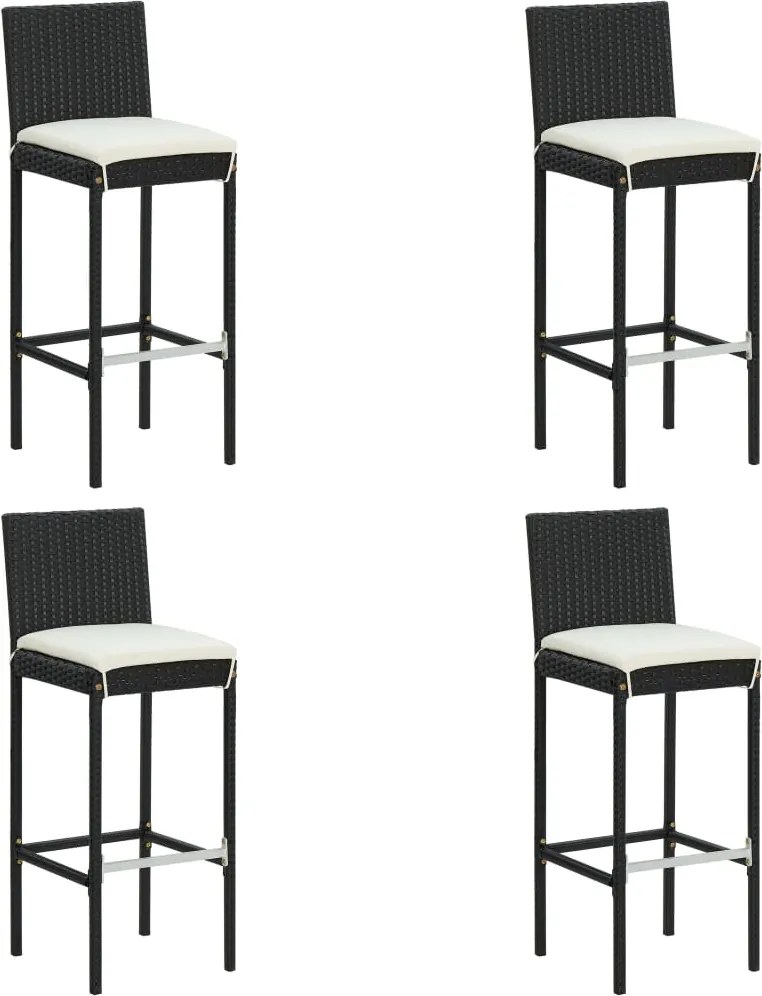 5dílný zahradní barový set s poduškami černý polyratan 3187642