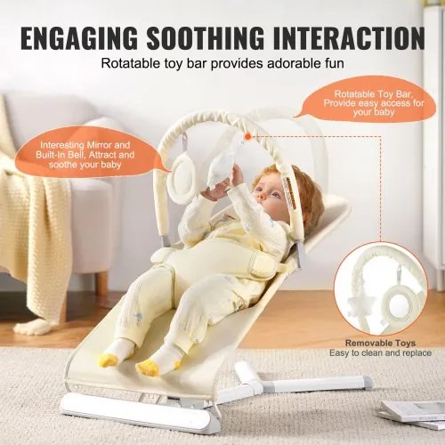 Baby Bouncer Skládací židle Bouncer pro děti 0-9 měsíců s hrazdičkou – BR10