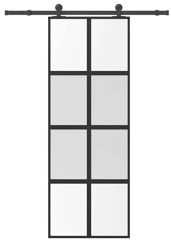 Posuvné dveře s kováním 76x205 cm tvrzeného sklo a hliník 3333007