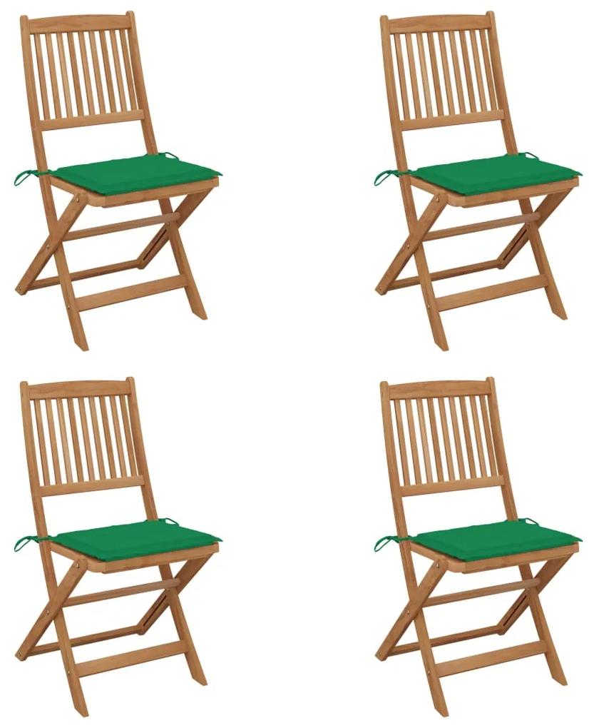 3064676 vidaXL Skládací zahradní židle s poduškami 4 ks masivní akáciové dřevo