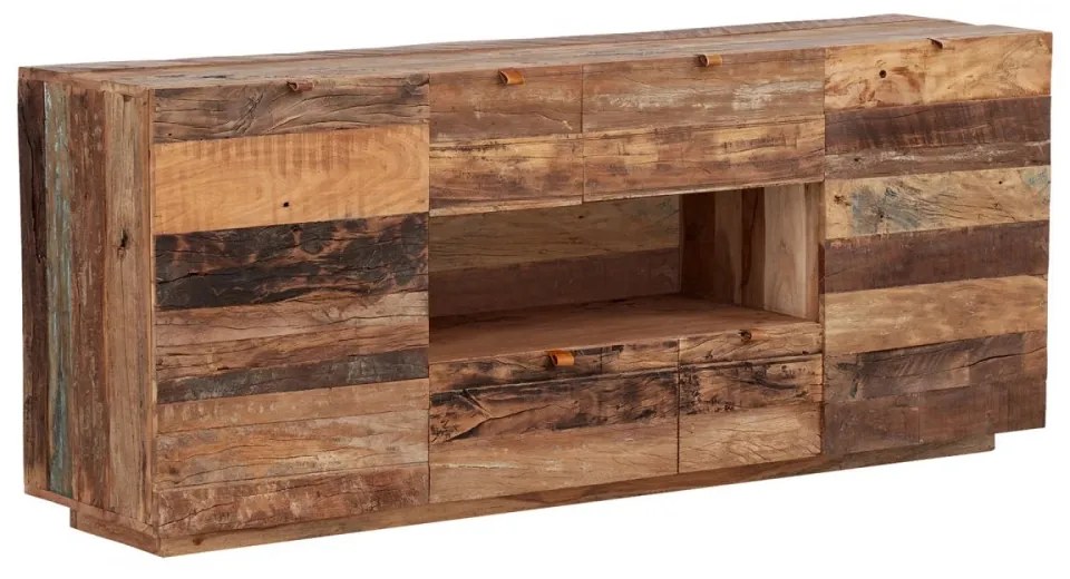 furniture-nabytek.cz - Masivní příborník Oldwood z recyklovaného dřeva, lakovaný, přírodní barva – 180×40×75 cm