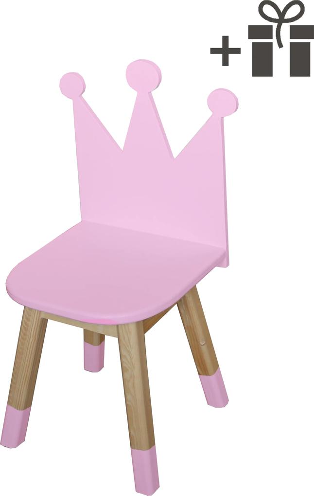 Dětská židlička korunka + DÁREK barva: pastelově růžová