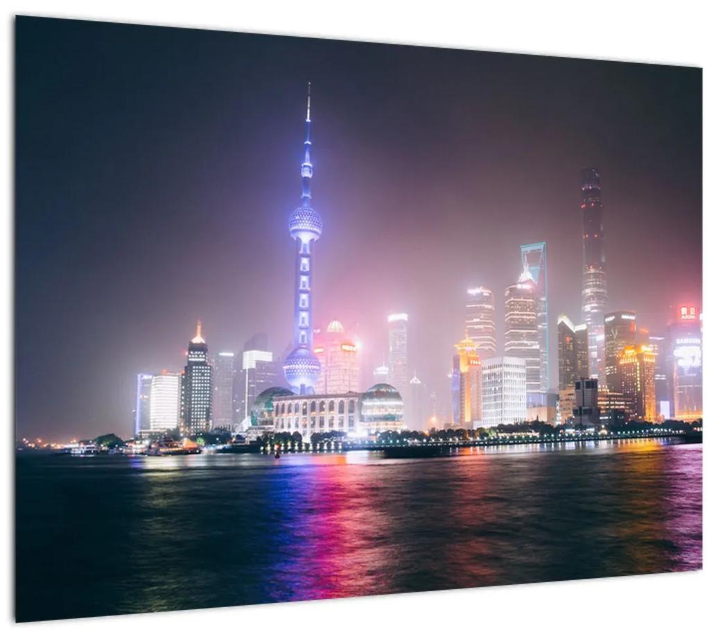 Obraz nočního Šanghaje (70x50 cm)
